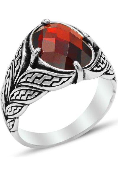 Midyat Nurtaş Gümüş Yakut Taşlı Yaprak Model Erkek Gümüş Yüzük Midyat Nurtaş Gümüş Yakut Taşlı Yaprak Model Erkek Gümüş Yüzük