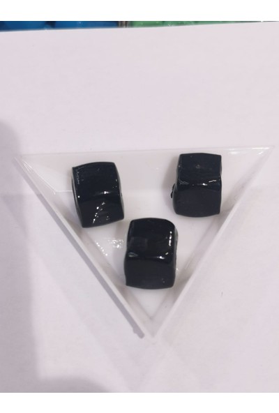 Livza Bijuteri Siyah Renk Kare Cam Boncuk, 13-15 mm. Cam Boncuk, Takı Yapımı (3 Adet )