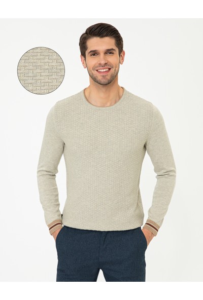 Pierre Cardin Kum Melanj Slim Fit Bisiklet Yaka Triko Kazak 50248536-VR123 Pierre Cardin Kum Melanj Slim Fit Bisiklet Yaka Triko Kazak 50248536-VR123
