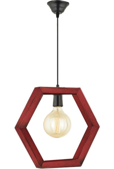 Evimdesign Kırmızı Boyalı Ahşap Tekli Sedef Avize Evimdesign Kırmızı Boyalı Ahşap Tekli Sedef Avize