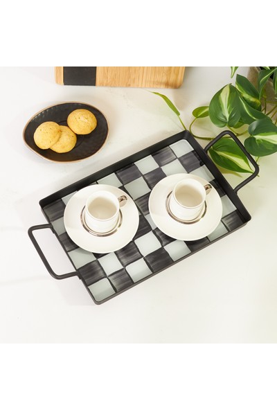 Karaca Dama Siyah Metal Tepsi