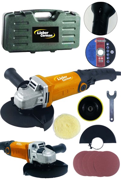 Lieber German 125MM Tam Profesyonel 3500 Watt 6 Kademe Devir Ayarlı Zımpara Pasta Cila Polisaj Metal Demir Kesme Çantalı Polisaj Taşlama Makinesi Lieber German 125MM Tam Profesyonel 3500 Watt 6 Kademe Devir Ayarlı Zımpara Pasta Cila Polisaj Metal Demir Kesme Çantalı Polisaj Taşlama Makinesi
