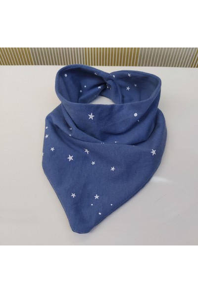 Petty Panda Kids Unisex Çift Katlı Çift Taraflı Indigo Yıldızlı Bebek Fular Önlük PPK11203
