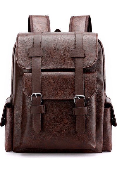 X-Man Xman Büyük Kapasiteli Deri Sırt Çantası - Koyu Kahverengi (Yurt Dışından) (Yurt Dışından)
