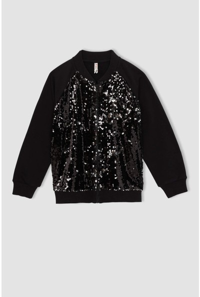 DeFacto Kız Çocuk Regular Fit Bomber Yaka Yılbaşı Temalı Payetli Fermuarlı Hırka W0996A621WN DeFacto Kız Çocuk Regular Fit Bomber Yaka Yılbaşı Temalı Payetli Fermuarlı Hırka W0996A621WN
