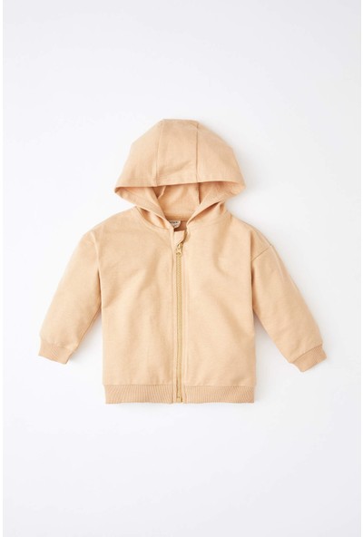 DeFacto Kız Bebek Kapüşonlu Uzun Kollu Pamuklu Sweat Hırka W8840A222SP DeFacto Kız Bebek Kapüşonlu Uzun Kollu Pamuklu Sweat Hırka W8840A222SP