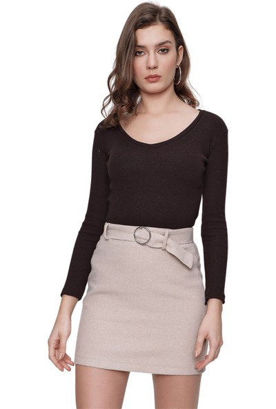 Butikburuc Kadın Kahve V Yaka Bady Butikburuc Kadın Kahve V Yaka Bady