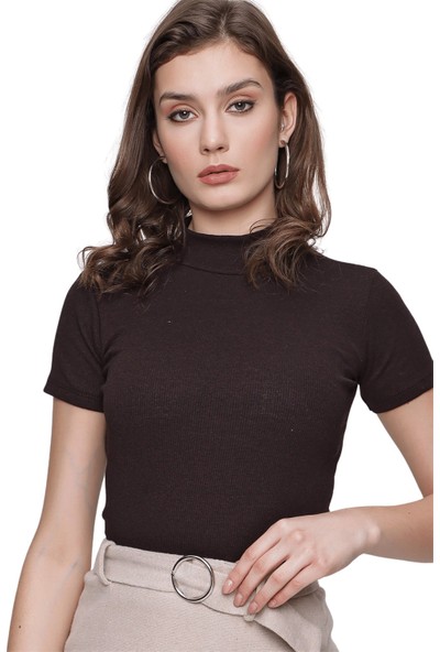 Butikburuc Kadın Kahve Kısa Kol Balıkçı Bady