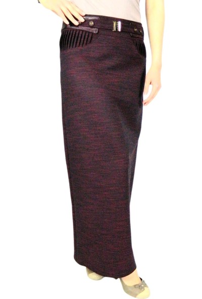 Ermanlar Kadın Bordo Kumaş Uzun Etek ERM157