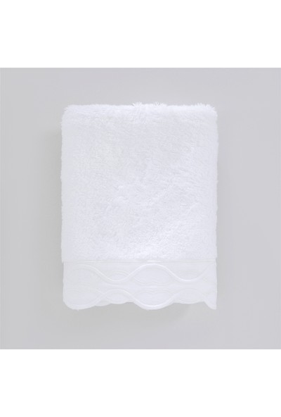 Chakra Border Yüz Havlusu 50 x 90 cm Beyaz