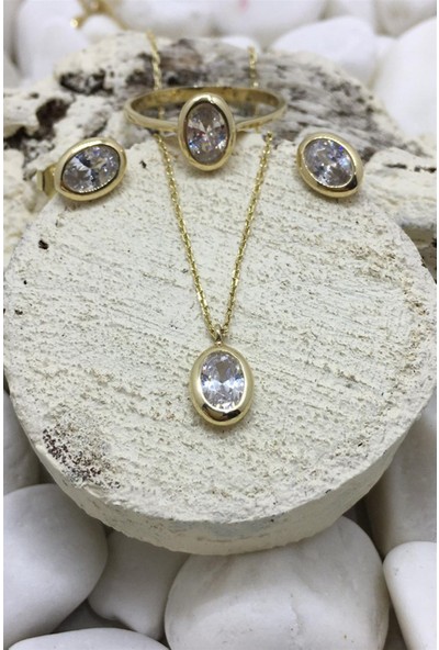 Aykan Kuyumculuk Oval Quartz Üçlü Set - AK858 Aykan Kuyumculuk Oval Quartz Üçlü Set - AK858