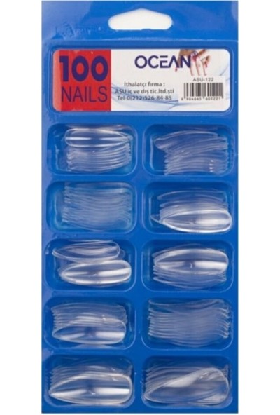 Ocean 100'LÜ Kutulu Şeffaf Stiletto Protez Takma Tırnak Ocean 100'LÜ Kutulu Şeffaf Stiletto Protez Takma Tırnak