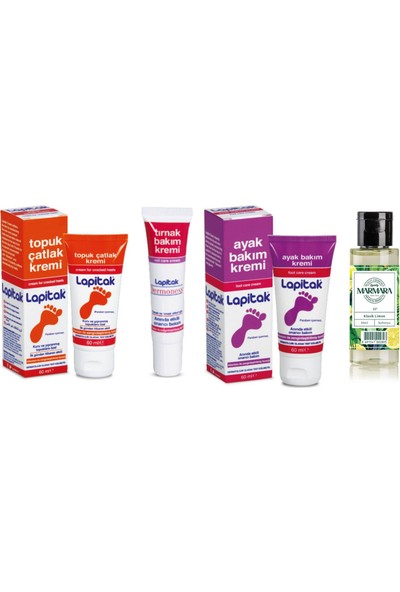 Lapitak Ayak Bakım 60 ml + Topuk Çatlak 60 ml + Tırnak Bakım 15 ml + Marmara Kolonyası 50 ml Lapitak Ayak Bakım 60 ml + Topuk Çatlak 60 ml + Tırnak Bakım 15 ml + Marmara Kolonyası 50 ml