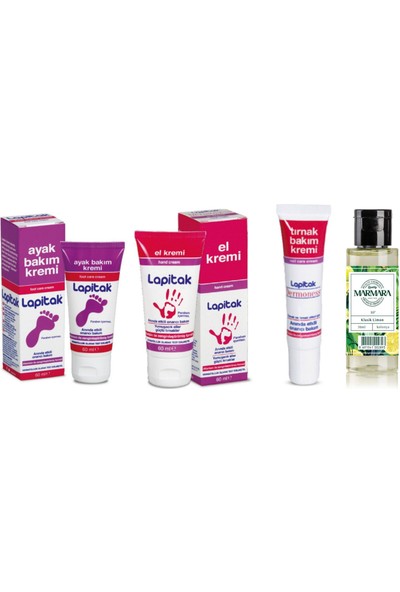 Lapitak Ayak Bakım 60 ml + Tırnak Bakım 15 ml + El Kremi 60 ml + Marmara Kolonyası 50 ml
