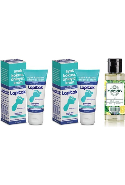 Lapitak Ayak Kokusu Önleyici Krem 60 ml (2 Kutu) + Marmara Kolonyası 50 ml
