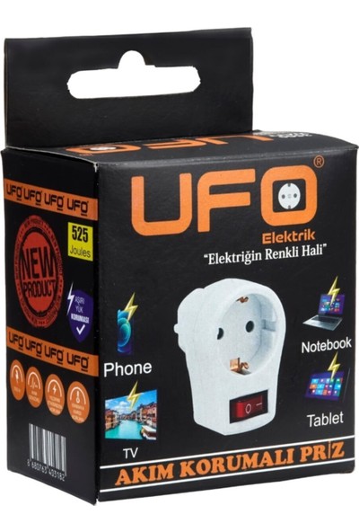 Ufo Akım Korumalı Fiş Priz Beyaz Ufo AK58