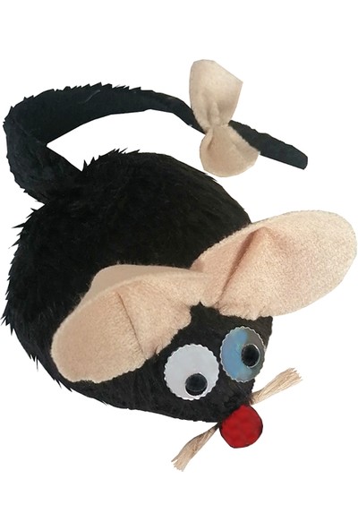 Markapet Kedi Oyuncağı Bıyıklı Peluş Fare 4,5 x 6-15 cm Siyah