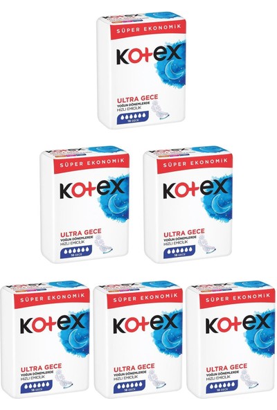 Kotex Ultra Gece 4'Lü Süper Eko 16'Lı X 6 Adet Kotex Ultra Gece 4'Lü Süper Eko 16'Lı X 6 Adet