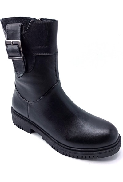 Albini Siyah Deri Kadın Postal Bot Ayakkabı Albini Siyah Deri Kadın Postal Bot Ayakkabı