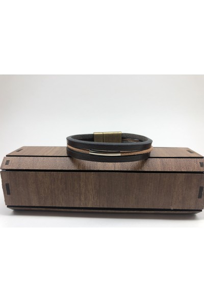 Byc Store 3 Sıra Metal Detaylı Hakiki Deri Bileklik