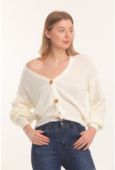 Tiodes Kadın V Yaka Düğmeli Triko Hırka Tiodes Kadın V Yaka Düğmeli Triko Hırka
