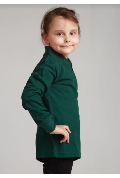 HMZ Unisex Yeşil Uzun Kol Polo Yaka Lakost T-Shirt