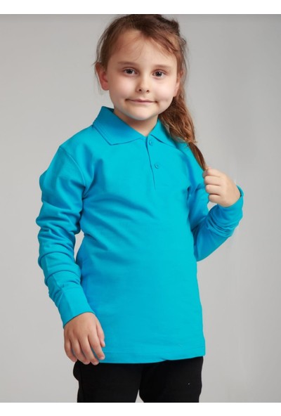 HMZ Unisex Turkuaz Uzun Kol Polo Yaka Lakos T-Shirt HMZ Unisex Turkuaz Uzun Kol Polo Yaka Lakos T-Shirt