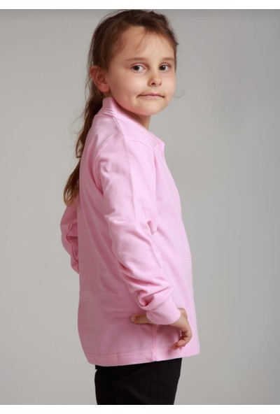 HMZ Unisex Pembe Uzun Kol Polo Yaka Lakos T-Shirt HMZ Unisex Pembe Uzun Kol Polo Yaka Lakos T-Shirt