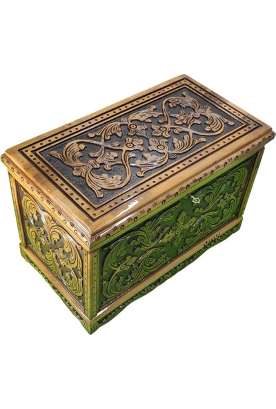 Vavonni Çeyiz Sandığı Maraş Çeyiz Sandığı Ceviz El Oyması Kilitli