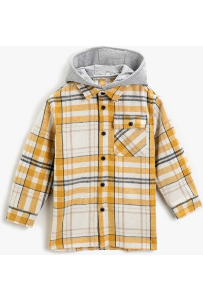 Koton Ekose Kapşonlu Gömlek Uzun Kollu Cepli