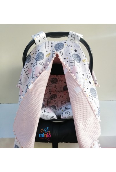 Babylifehome Pikeli Muslin Kumaştan Puset Örtüsü ve Minderi Babylifehome Pikeli Muslin Kumaştan Puset Örtüsü ve Minderi