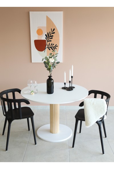 woodywood Ahşap Ayaklı Yuvarlak Yemek Masası