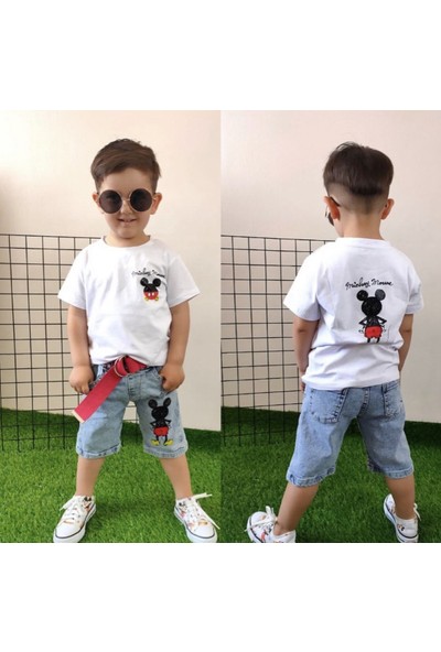 Hüma Kids Erkek Çocuk Mickey Mouse Baskılı Kot Takım