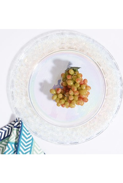 Üzüm Yaprağı 6'lı Inci Dekorlu Lüx Cam Supla
