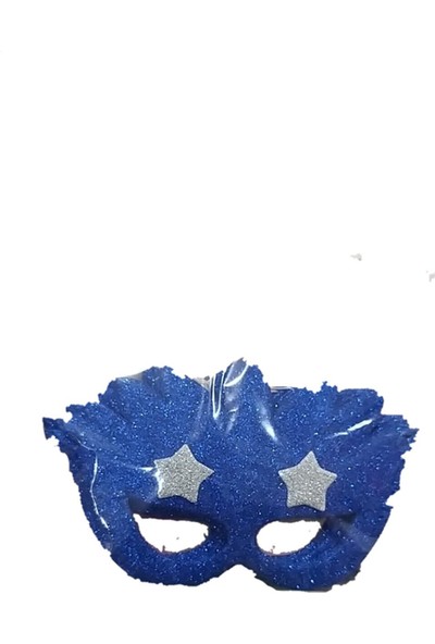 Dipak Mavi Renk Simli Eva Gözlük Gümüş Yıldızlı Maske 6 Adet