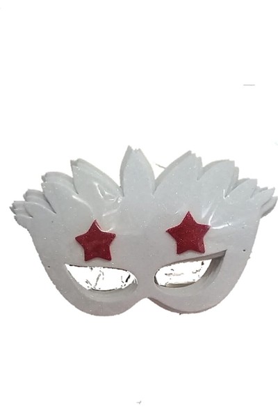 Dipak Simli Eva Gözlük Yaprak - Yıldızlı Beyaz / Kırmızı Maske 6 Adet
