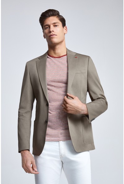 D'S Damat Ds Damat Slim Fit Haki Çizgili Kumaş Ceket D'S Damat Ds Damat Slim Fit Haki Çizgili Kumaş Ceket