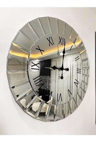 Efe Ayna Dekorasyon Çizgi- Gümüş Ayna Duvar Saati