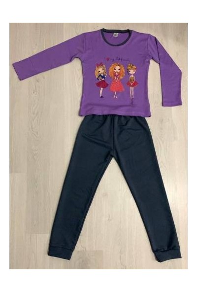 Mor Kız Çocuk Pijama Takımı - Pamuk