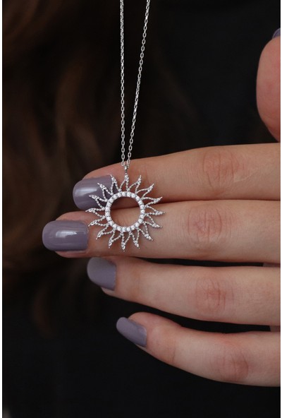 Parmas Design Kadın Güneş Tasarım 925 Ayar Gümüş Kolye