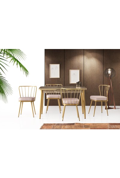 Sweet Home Açılır Silva Elvira Masa Metal Ayak 4 Adet Güneş Sandalye Takım