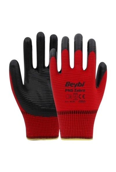 Beybi Pn5 Zebra Kırmızı No : 10 Işçi ve Iş Güvenliği Eldiveni (12 Çift) Beybi Pn5 Zebra Kırmızı No : 10 Işçi ve Iş Güvenliği Eldiveni (12 Çift)
