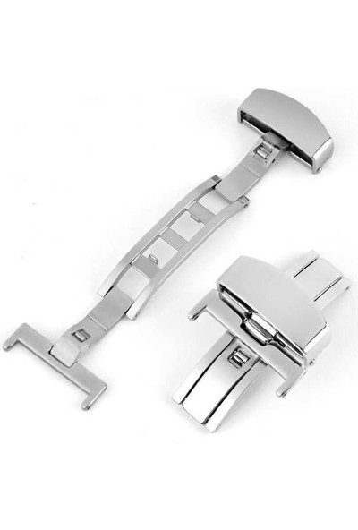 Ezgi Elektronik Saat Kordon Klipsi Kelebek Saat Tokası Metalik Krom 20MM Çelik T2
