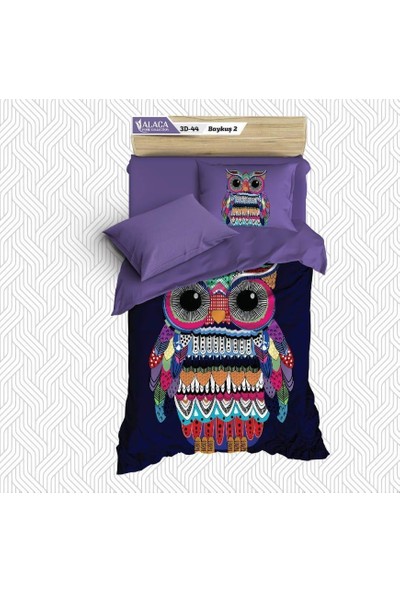 Alaca 3D Digital Baskılı Saten Tek Kişilik Nevresim Takımı 44-Baykuş 2 Alaca 3D Digital Baskılı Saten Tek Kişilik Nevresim Takımı 44-Baykuş 2