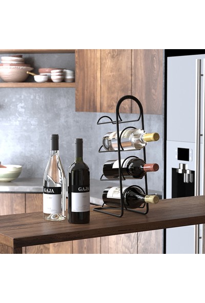 Tekno-tel Metal 4'lü Şaraplık MG024 Siyah