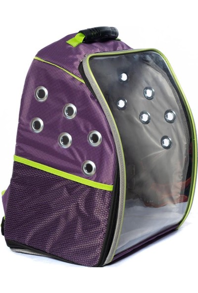 Bebebebek Şeffaf Kedi ve Köpek Düz Sırt Taşıma Çantası Mor