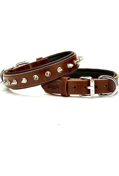 Doggie Comfort Deri Çivili Köpek Boyun Tasması Medium Kahverengi 2.5X37-45 cm