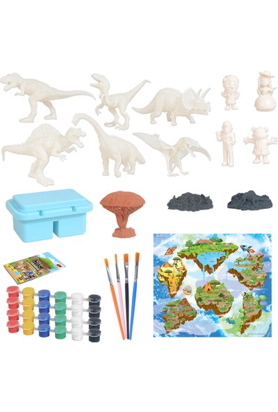 Dıy Boyalı Dinozor 3D Grafiti Boyama Oyunu 44 Adet Çocuk Oyuncakları Seti