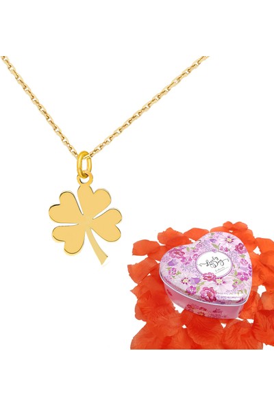 Chavin Kalp Kutulu Yonca Altın Bayan Kolye Ea61 Chavin Kalp Kutulu Yonca Altın Bayan Kolye Ea61