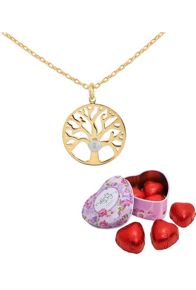 Chavin Hayat Ağacı Pırlanta Taşlı Altın Kolye Çikolatalı cs27 Chavin Hayat Ağacı Pırlanta Taşlı Altın Kolye Çikolatalı cs27